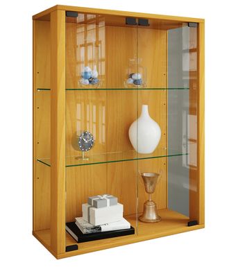 VCM Udina Buche Glasvitrine h&auml;ngend | Vitrine mit ESG-Sicherheitsglas | Ma&szlig;e: H. 80 x B. 60 x T. 25 cm | Modern und platzsparend | H&auml;ngevitrine