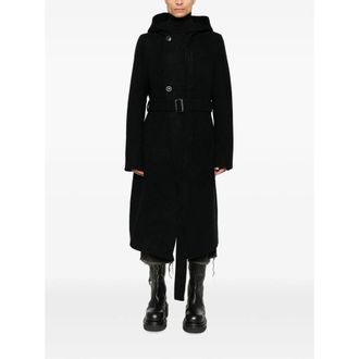 Rick Owens Felted Cashmere Hooded Coat - Black