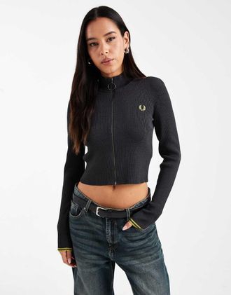 Fred Perry Pull zipp&eacute; - Gris fonc&eacute;