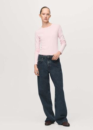 Mango T-shirt coton manches longues rose pastel - Femme - S - MANGO