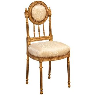 Biscottini International fauteuil Baroque 97x41x35,5 cm | Chaise Louis XVI | Salle &agrave; Manger | Meuble Baroque | Fauteuil dor&eacute;