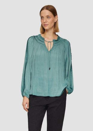 s.Oliver Langarmbluse Bluse Tunika-Bluse mit Rüschen-Details
