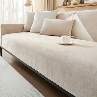 Generic Sofa Überzug -Samt Sofa überwurfdecke, rutschfest Sofaschoner Hund Katze Sofaschoner 1/2/3/4 Sitzer Couch Überzug Sofaüberwürfe für U Form L Form Sekt