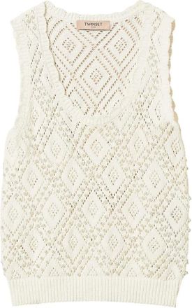 Twinset Femme, Tops, Blanc, Taille: 42 FR Top Tricot&eacute;