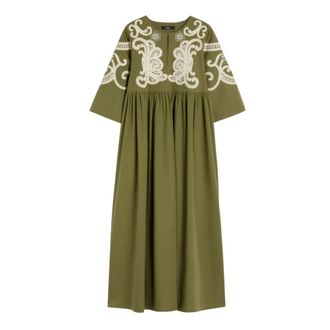 Max Mara Femme, Robes, Vert, Taille: 34 FR Soft cotton poplin dress