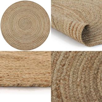 vidaXL Teppich Jute Geflochten 150 cm Rund - Naturfaser Teppich - Jute Teppich - Runder Teppich - Wohnzimmer Teppich - Schlafzimmerschmuck - Home & Living