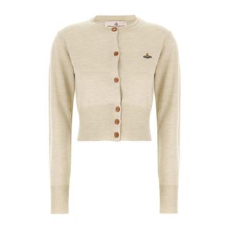 Vivienne Westwood Femme, Pulls, Beige, Taille: 38 FR Cardigan ras du cou