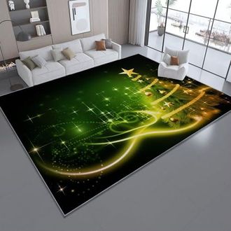 Generic Tapis De Salon Vert Clair 140 x 200 cm avec Motif Sapin De No&euml;l &Eacute;l&eacute;gant, Tapis Antid&eacute;Rapant Lavable Poil Ras Moelleux pour Chambre, Salle &agrave; Manger Int