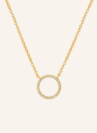 Leaf Halskette Circle Aus 18 Karat Gelbgold Mit Diamanten gold