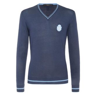 Billionaire Boys Club Seidenstrickpullover mit V-Ausschnitt - - Knitwear - Herren - Blau - XS