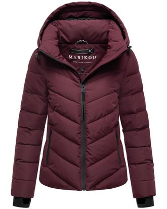 Marikoo Damen Winterjacke warme Steppjacke mit abnehmbarer Kapuze Samuiaa XVI Wine Gr. XXL