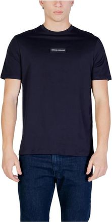 A|X Armani Exchange Homme, Tops, Bleu, Taille: XS T-shirt en coton &agrave; manches courtes et col rond