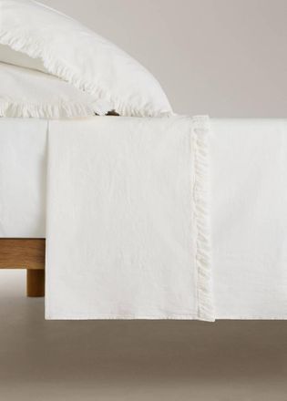 Mango Drap plat coton lav&eacute; volants en gaze effiloch&eacute; lit 135/140 cm &eacute;cru - Home - Lit 135/140 cm - MANGO HOME