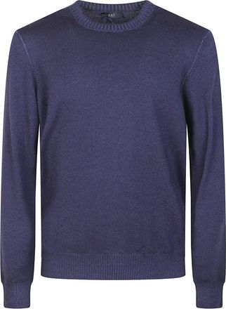 Fay Homme, Pulls, Bleu, Taille: XL Pull en laine avec logo brodé