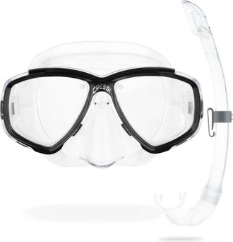 Cressi Perla Taucherbrille mit Schnorchel Mexico - Schnorchelset Erwachsene zum Tauchen & Schnorcheln - Gehärtetes Glas, Silikonrand, Spritzschutz, Mikroschn