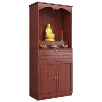 Generic Hausaltar, pers&ouml;nlicher Schrein-Altartisch, Buddha-Nischen-Altarschrank mit Aufbewahrungsschublade, chinesischer Meditationsschrank, multifunktionale 