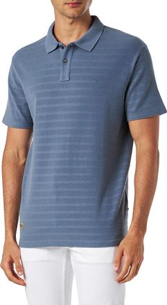 Camel Active Herren Kurzarm Poloshirt im tonalen Streifenmuster Blau, Menswear-L