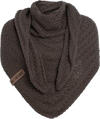 Knit Factory Sally Châle Tricoté - Foulard Triangle - Foulard femme pour lhiver - Écharpe Femme - Châle Femme - 100% Fabriqué en Europe - Taupe - 220x85 cm
