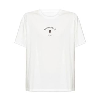 Maison Margiela Homme, Tops, Blanc, Taille: M T-Shirt avec Imprim&eacute; Graphique