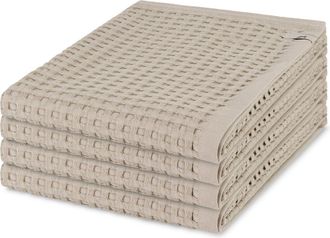 M&ouml;ve 4er Set Handt&uuml;cher Piqu&eacute;e - 50x100 cm, Waffelpiqu&eacute; Struktur, Extra weich & saugf&auml;hig, 100% Baumwolle, mit praktischem Kordelaufh&auml;nger - Pflegeleicht, 