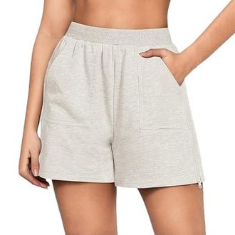 Generic Short de surv&ecirc;tement pour femme taille haute &agrave; enfiler avec fermeture &eacute;clair lat&eacute;rale, d&eacute;contract&eacute;, en coton, short d&eacute;t&eacute; avec poches, GY2., XXL