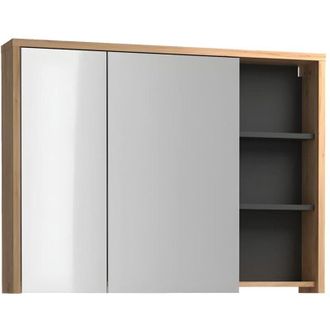 Vente-Unique Vente-Unique - Armoire murale salle de bain 100 cm - 2 portes battantes - 4 &eacute;tag&egrave;res - Miroir &agrave; gauche - Panneau de particule &eacute;co-responsable