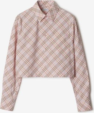 Burberry Cropped-Baumwollhemd in Check, Size: 02