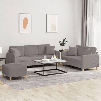 vidaXL Vidaxl - Ensemble de canapés 3 pcs avec coussins taupe tissu
