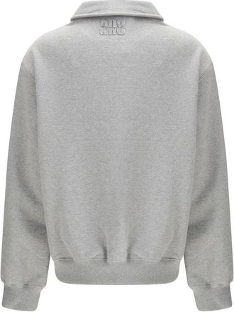 Miu Miu Cotton with Zip Collar Sweatshirt - Gray