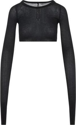 Rick Owens Femme, Tops, Noir, Taille: 38 FR LS Crop Top