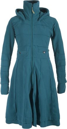 vishes Langer Fleecemantel mit Kapuze & Stehkragen in T&uuml;rkis | Gr&ouml;&szlig;e 3XL (48-50) | Handgefertigt aus 100% Polyester | Ideal f&uuml;r Herbst & Winter | Nachhaltige