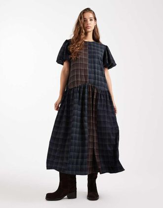 Daisy Street Maxikleid mit verschiedenen Karomustern-Bunt