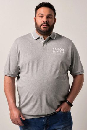 Men Plus Poloshirt Poloshirt Bauchfit Halbarm Piqu&eacute; Print