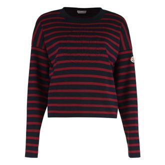 Moncler Gestreifter Wollpullover mit Rundhalsausschnitt - - Knitwear - Damen - Mehrfarbig - XS