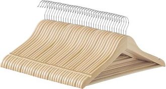 Songmics Kleiderbügel Holz, 36er Set Bügel, Holzbügel, Einkerbungen im Schulterbereich, Hosensteg, Hosenbügel, 360° drehbarer Haken, für Jacken Hemden Mäntel, 