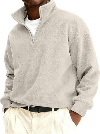 Generic Sweat-shirt l&eacute;ger automne-hiver pour homme tendance automne/hiver d&eacute;contract&eacute; &agrave; manches longues demi-fermeture &eacute;clair en polaire pour homme demi-ferme