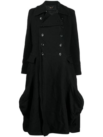 Comme Des Garçons manteau croisé à effet froissé - Noir
