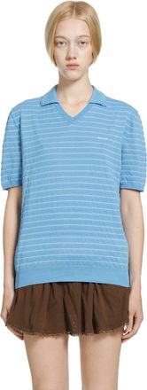 Miu Miu Striped Cotton Knit Polo