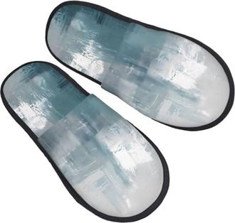 Generic Pantoufles Texture gris sarcelle abstrait moderne Classiques Chaussons pour Homme Chaud Antid&eacute;rapant Accueil Slippers Hiver Int&eacute;rieur M