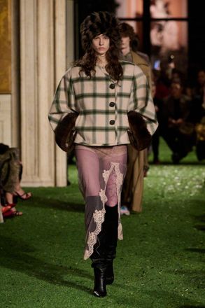 Valentino Macro Window Caban With Shearling