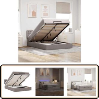 vidaXL Ottomane Bett mit Matratze & LEDs Taupe 140x200 cm Stoff - Vidaxl