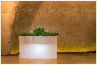 Monacis Jardini&egrave;re pot de fleurs rectangulaire avec lumi&egrave;re en r&eacute;sine 80X35 cm mod. Flowerpot led mutlicolor