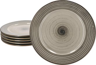 Mäser Prospero 6er Set Speiseteller I braune Porzellan-Essteller mit Relief für 6 Personen I große Teller für Hauptmahlzeiten, zum Grillen & Co