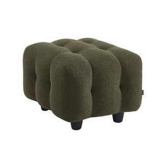 Sweeek Pouf. Module pour canap&eacute;. Repose-Pieds pour canap&eacute; 2 Places en Bouclette textur&eacute;e Kaki L 69 x P 59 x H 48cm - Leon