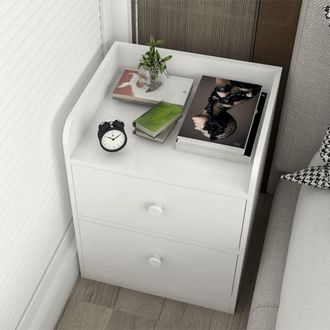 Generic Moderner Weißer Nachttisch Aus Holz Mit Schublade for Schlafzimmer, Wohnzimmer, Hotel, 14 X 8 X 19,6 - Kompakter Beistelltisch(White - 2 Drawer,16 L x
