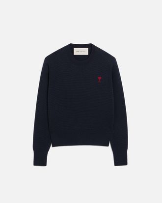 Ami Ami Paris - Pull bleu en laine Ami de Coeur Marine & rouge - Taille : XXL - pour Femme
