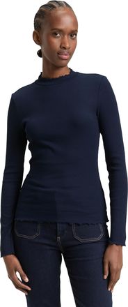 Tom Tailor Slim Fit Langarmshirt mit Rippstruktur