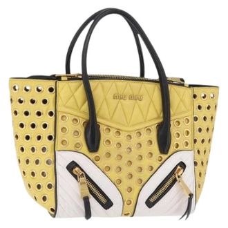 Miu Miu Sac cabas en cuir Pre-owned - Femme - Pre-owned - Jaune - Taille: ONE Size
