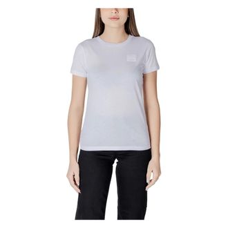 A|X Armani Exchange Femme, Tops, Blanc, Taille: 44 FR T-shirt Blanc en Coton Col Rond