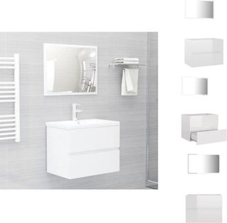 vidaXL Vidaxl - 2-tlg. Badmöbel-Set Hochglanz-Weiß Holzwerkstoff - Badmöbel Set - Holzwerkstoff Badschrank - Spiegelschrank - Weißes Badezimmer - Badeset